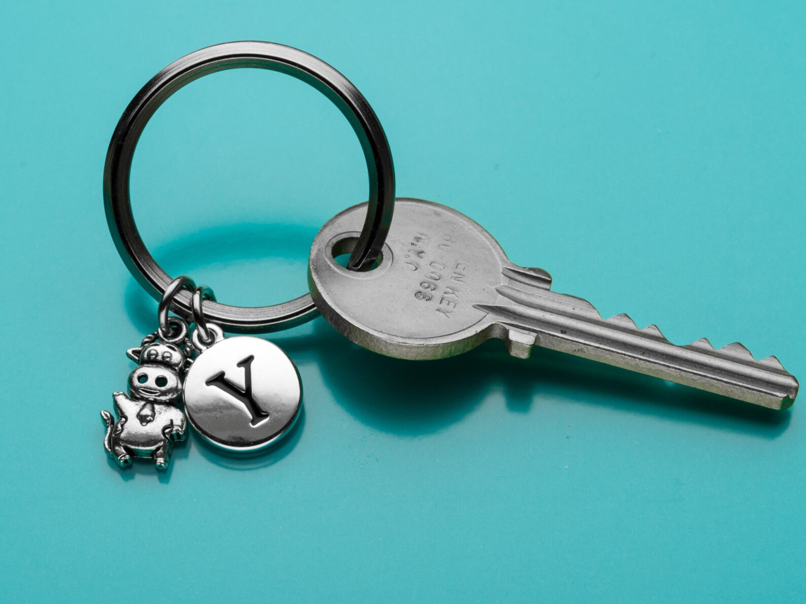 Cow Keychain Cute Cow Key Ring Farm Animal Charm Initial | Etsy