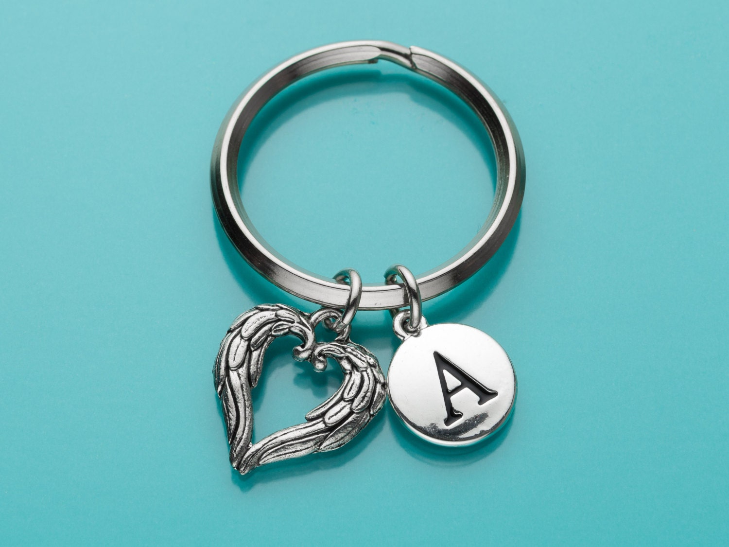 Angel Wings Heart Keychain, Angel Wings Heart Key Ring, Romantic Gift ...