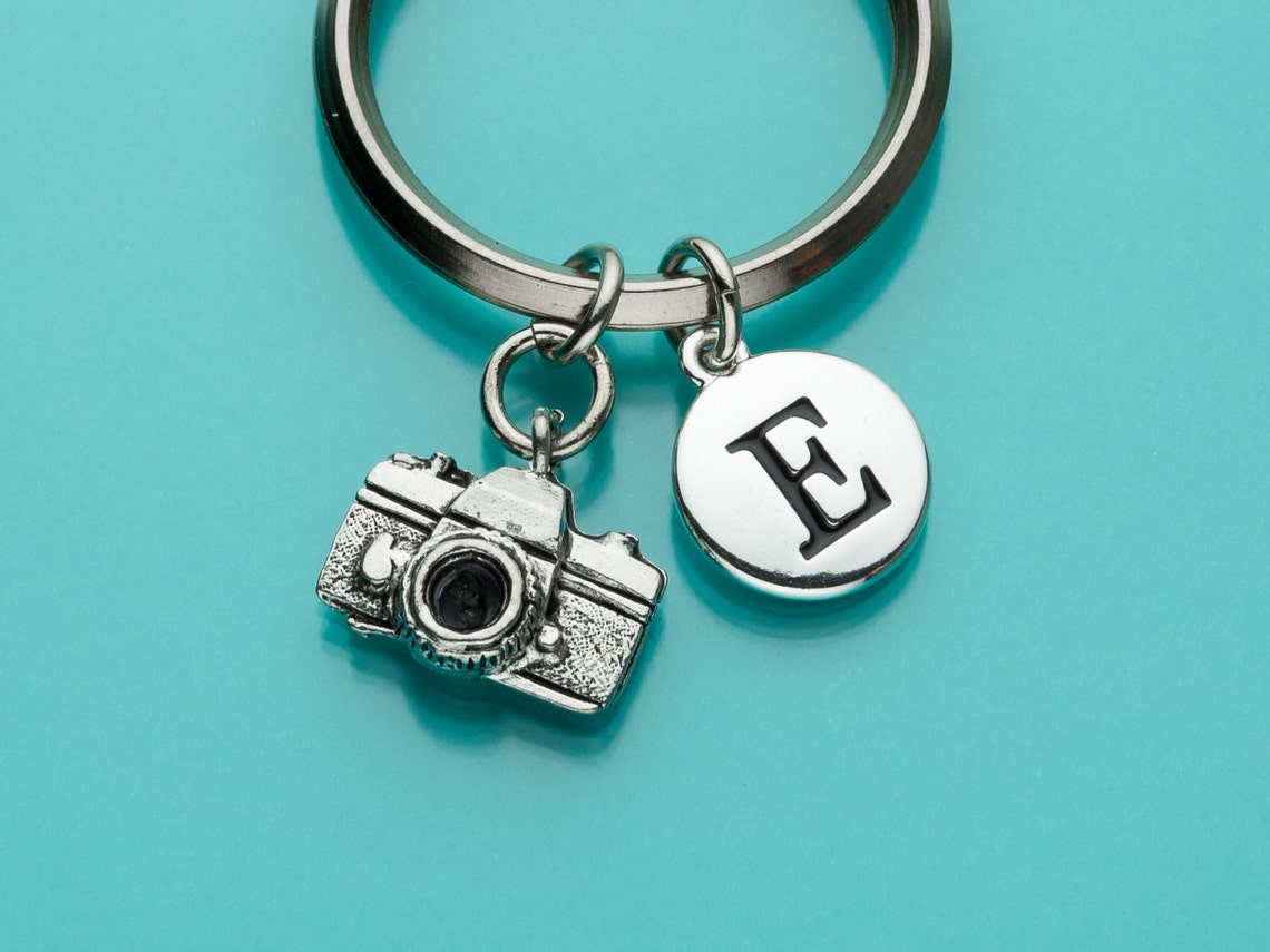 Camera Keychain Camera Key Ring Photography Charm Initial | Etsy