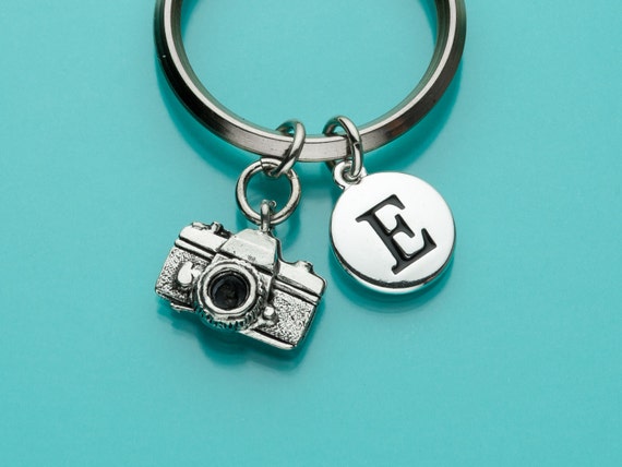 Camera Keychain Camera Key Ring Photography Charm Initial | Etsy