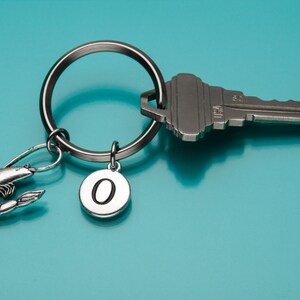 Shrimp Keychain, Shrimp Key Ring, Large Prawn, Sea Creature, Initial ...