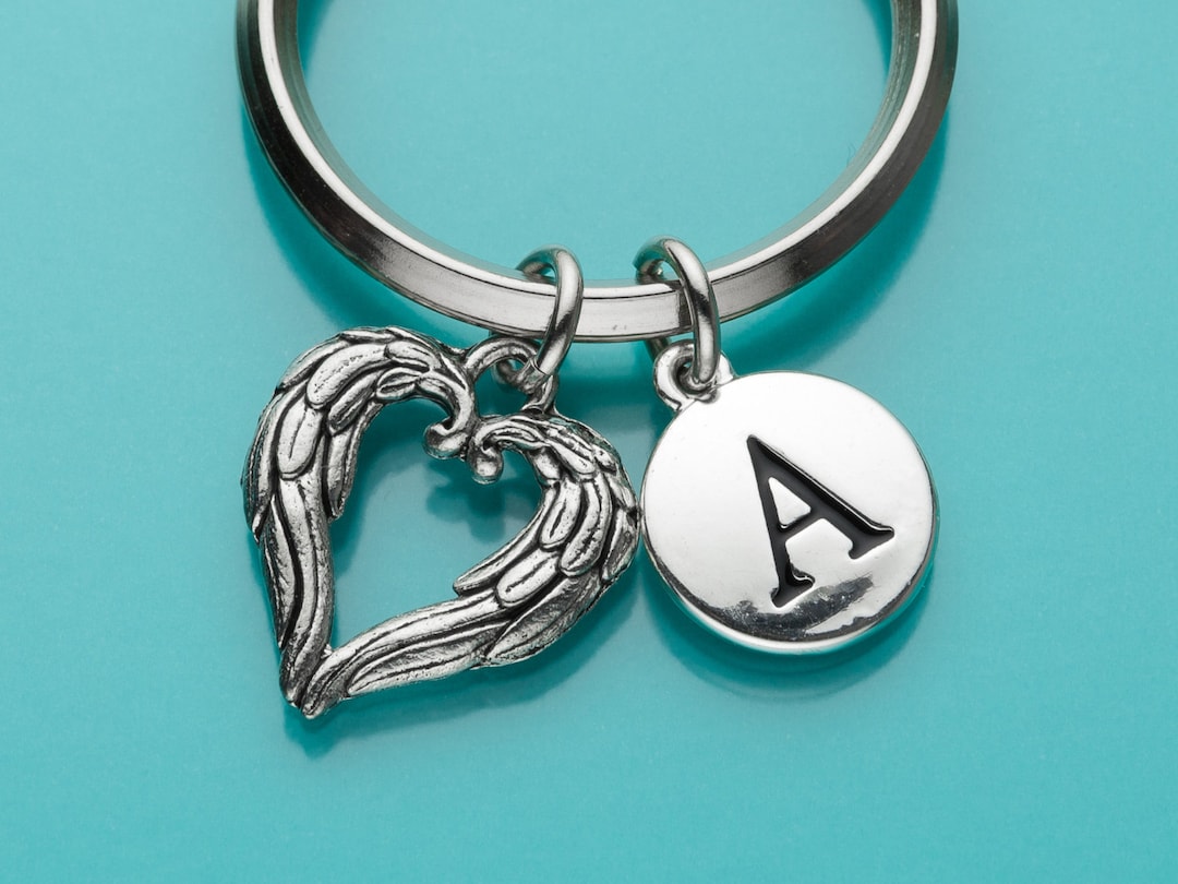 Angel Wings Heart Keychain, Angel Wings Heart Key Ring, Romantic Gift ...
