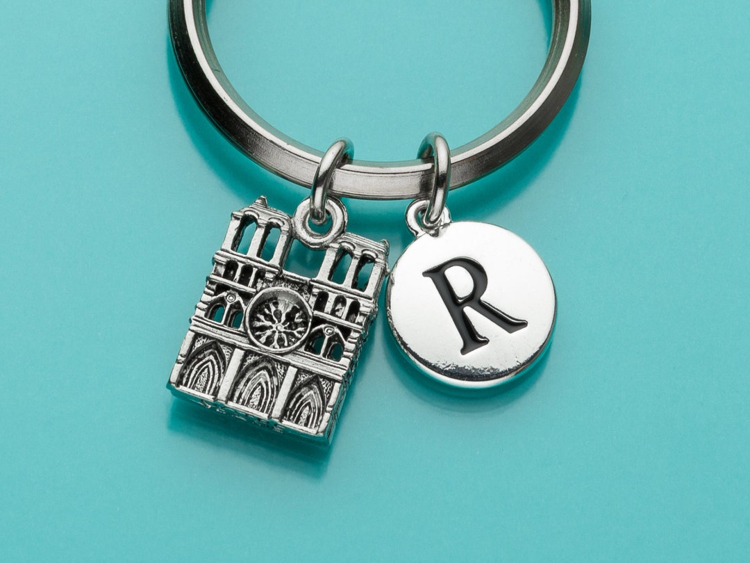 Notre Dame Keychain, Notre Dame Key Ring, Initial Keychain ...