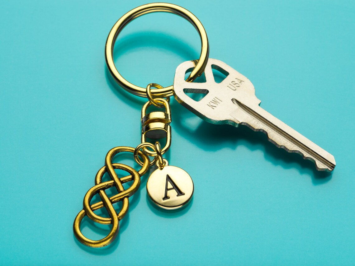 Double Infinity Knot Keychain, Gold Infinity Key Ring, Forever Charm ...