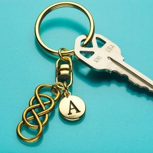 Double Infinity Knot Keychain, Gold Infinity Key Ring, Forever Charm ...