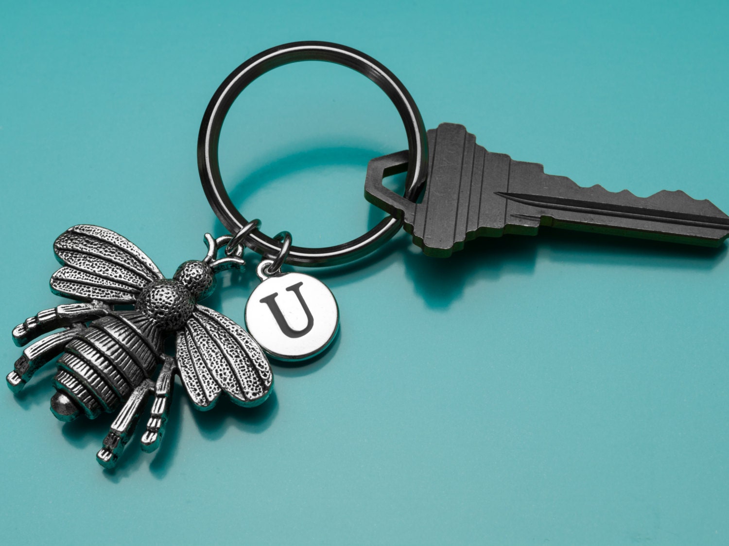 Bee Keychain Big Bee Key Ring Bumble Bee Keyring Initial | Etsy