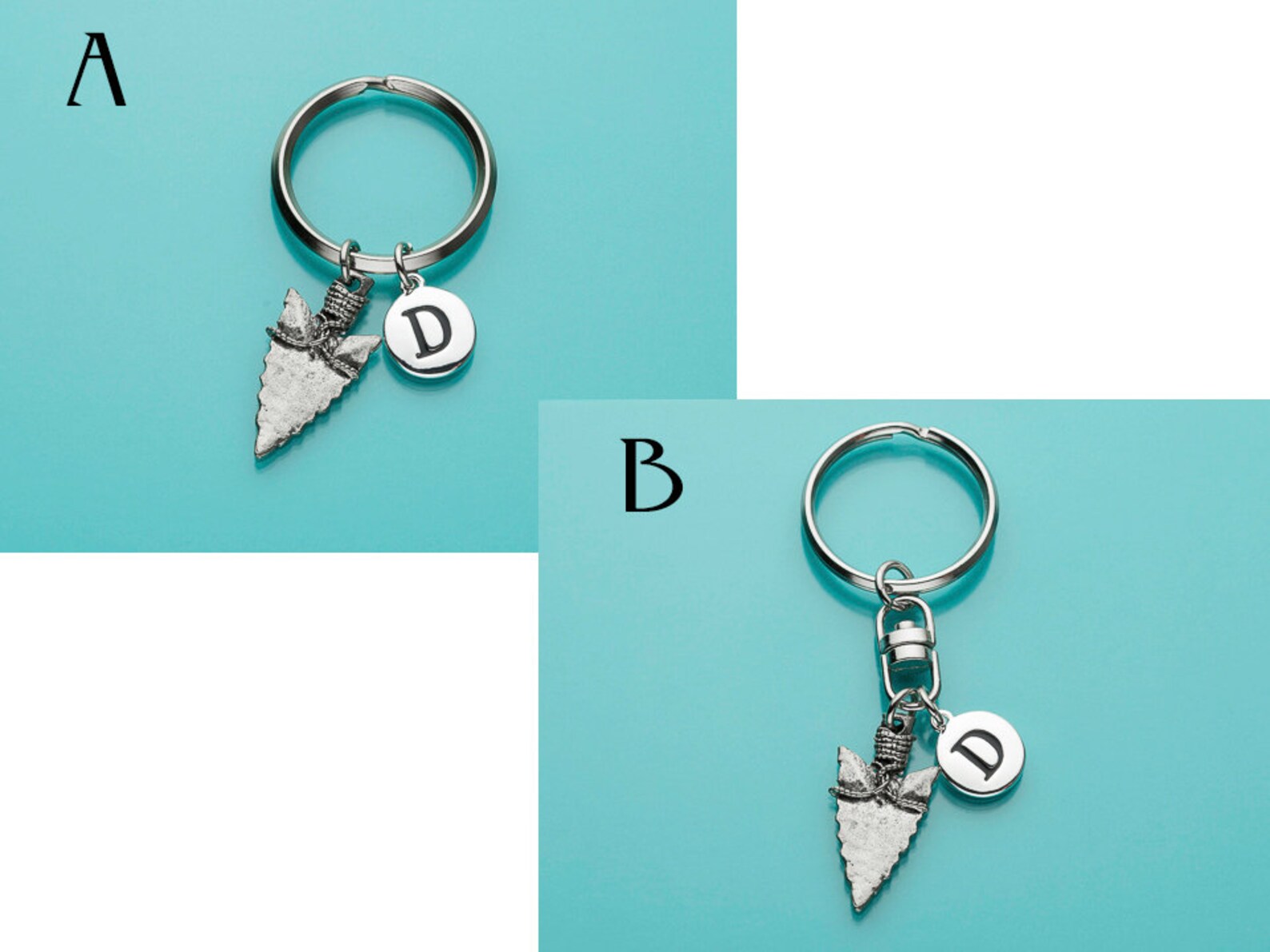 Arrowhead Keychain Arrowhead Key Ring Initial Keychain - Etsy