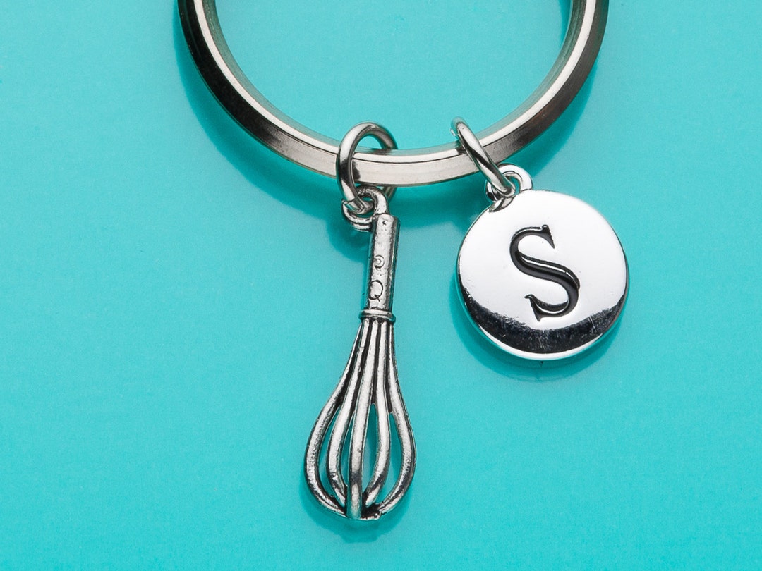 Whisk Keychain, Whisk Key Ring, Kitchen Charm, Initial Keychain, Baker ...