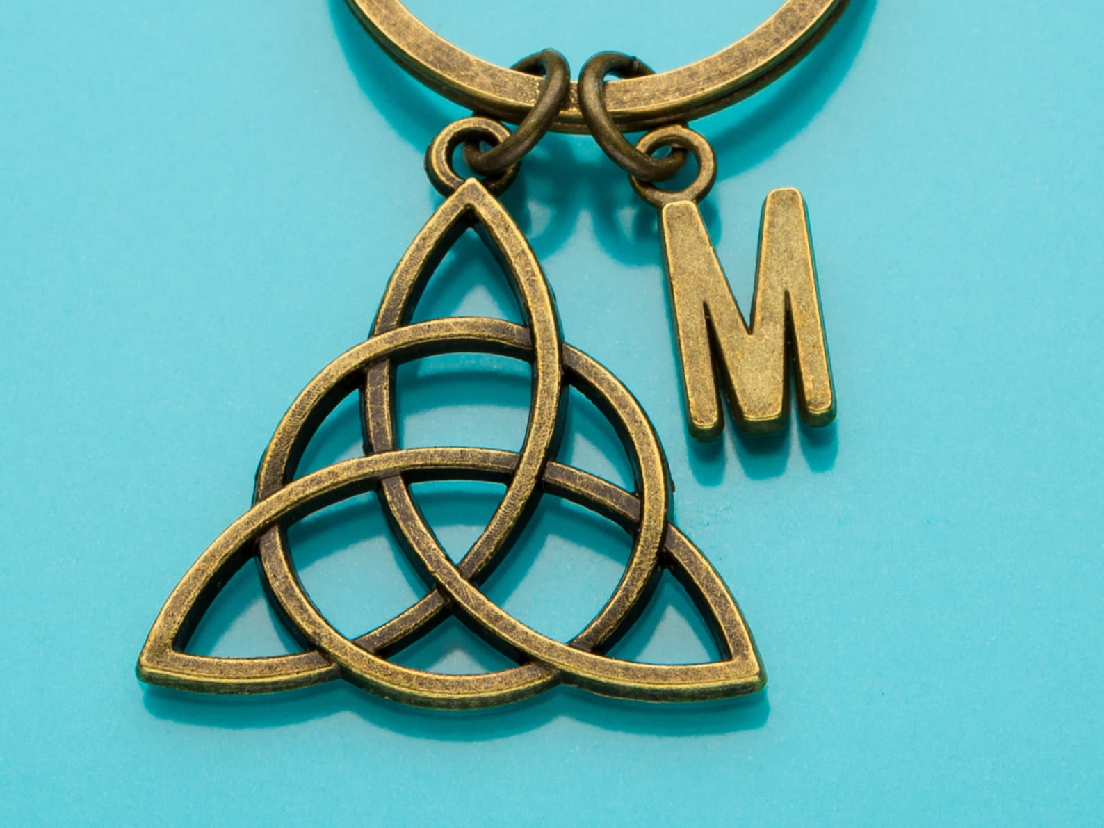 Celtic Knot Keychain, Bronze Celtic Knot Key Ring, Irish Knot, Initial ...
