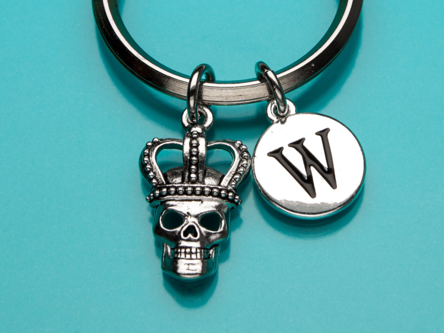 Skull With Crown Keychain Small Skull With Crown Key Ring - Etsy