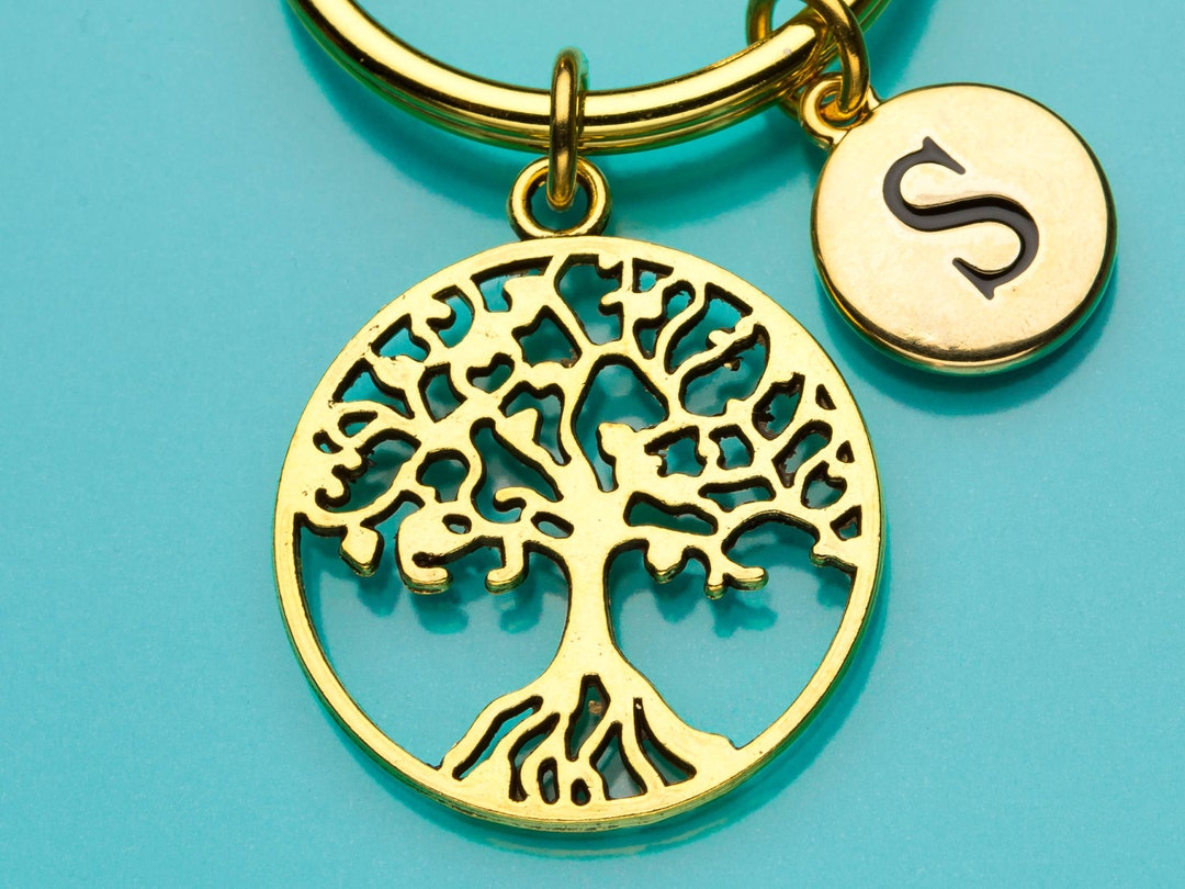 Tree of Life Keychain, Lg Gold Tree of Life Key Ring, Family Tree ...