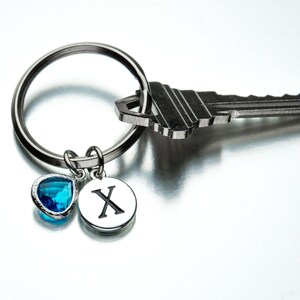 Blue Tiny Crystal Keychain, Capri Blue Tiny Crystal Gem Key Ring, Blue ...