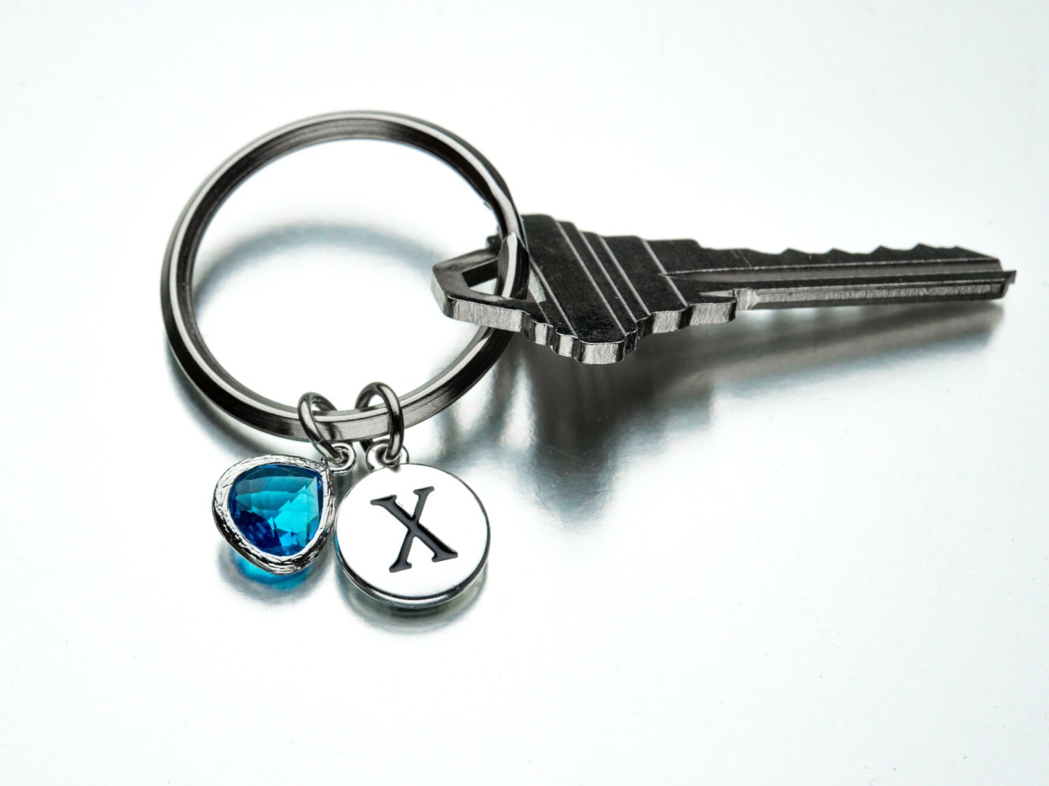 Blue Tiny Crystal Keychain Capri Blue Tiny Crystal Gem Key - Etsy