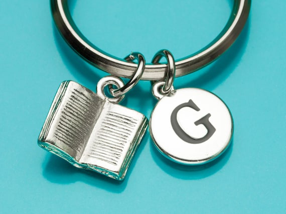 Open Book Keychain Book Lover Key Ring Reader Gift Teacher - Etsy