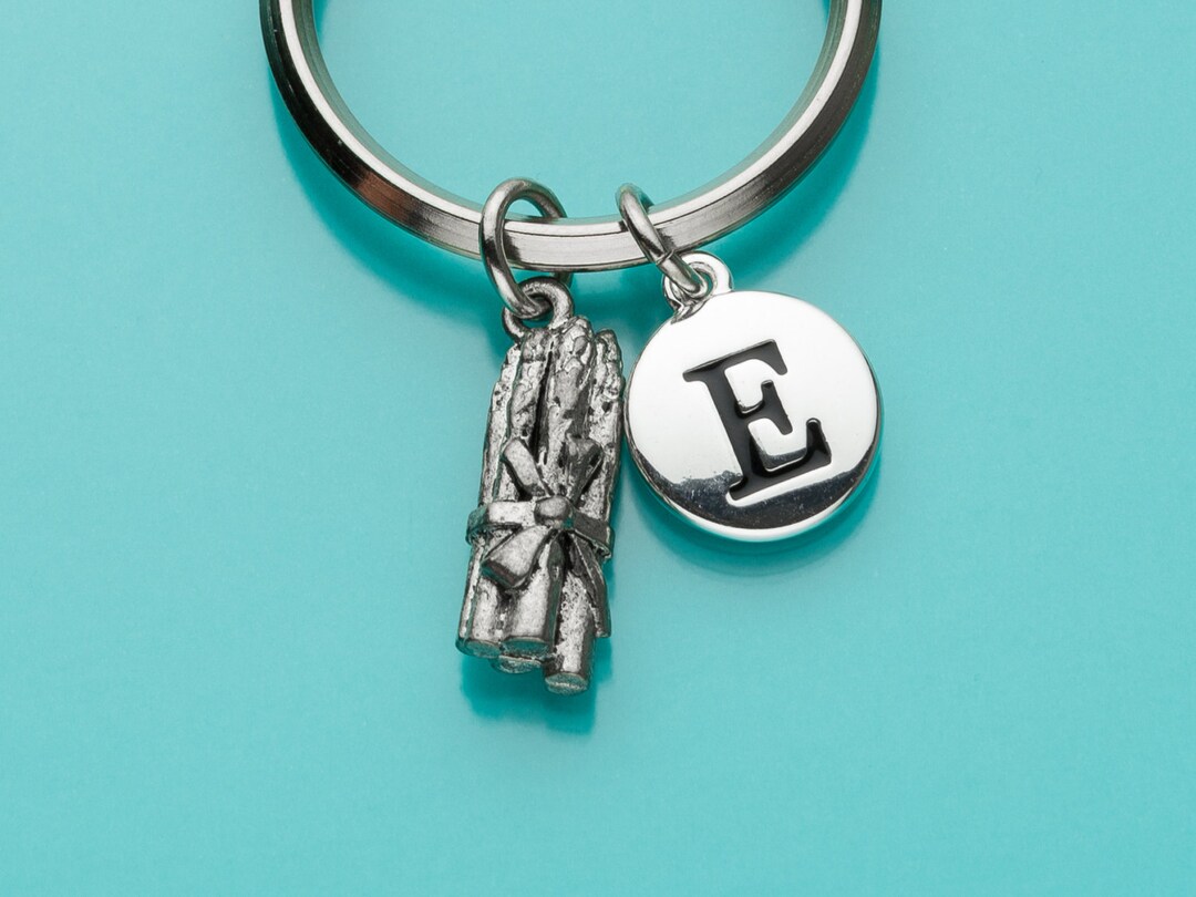 Asparagus Keychain, Asparagus Key Ring, Initial Keychain, Personalized ...