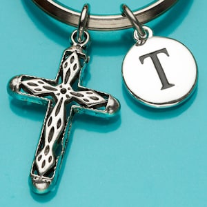 Celtic Cross Keychain, Fancy Cross Key Ring, Religious Symbol, Initial ...