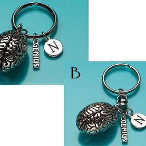 Genius Brain Keychain, Anatomical Brain Key Ring, Gray Matter Keychain ...