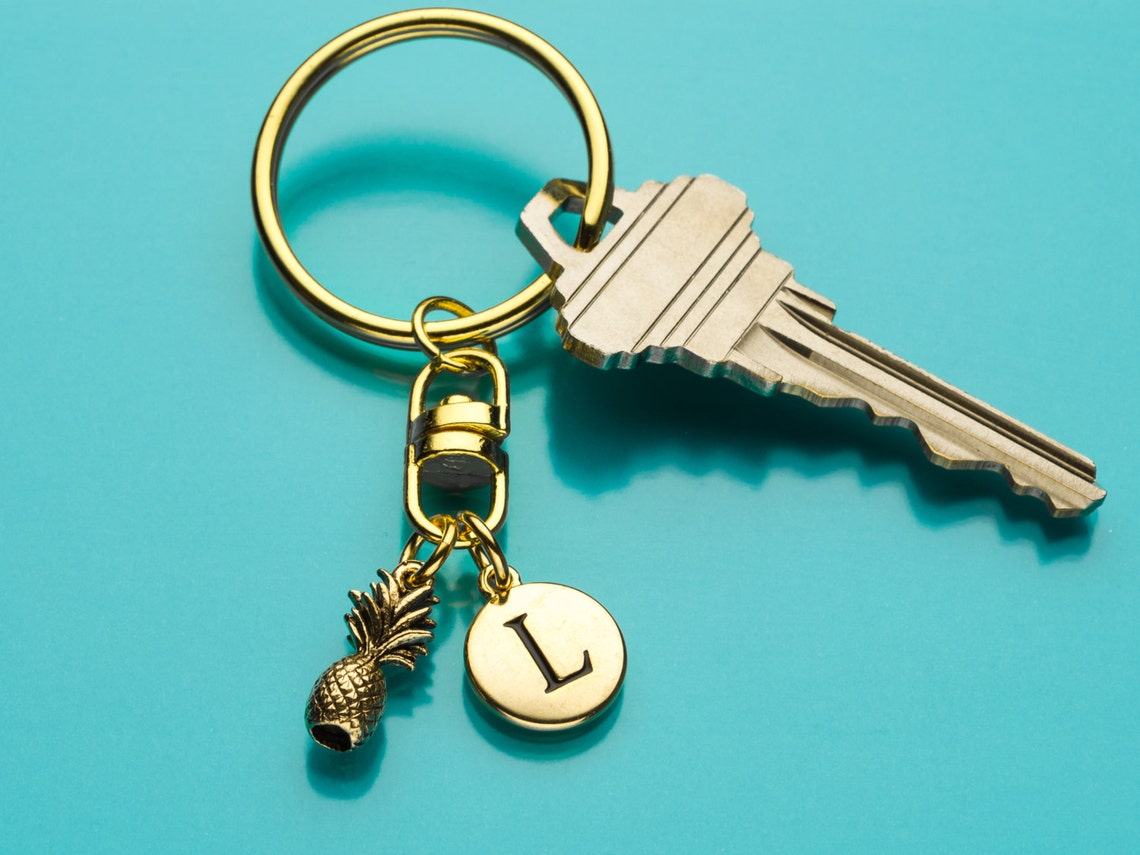 Pineapple Keychain Gold Pineapple Key Ring Food Charm - Etsy