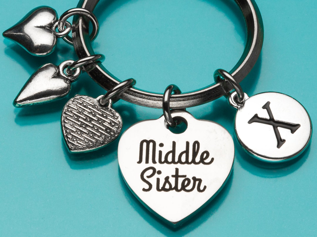 Middle Sister Keychain, Sister Key Ring, Sister Gift, Heart Charm ...