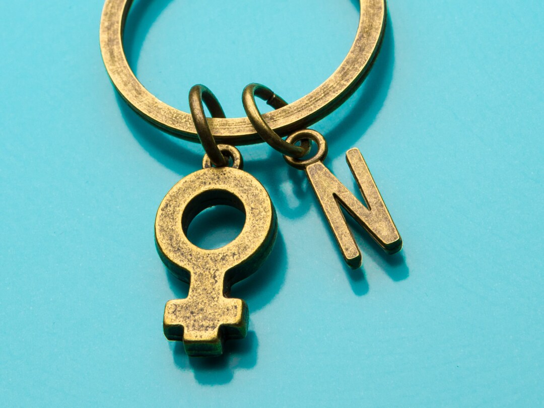 Female Symbol Keychain, Bronze Female Symbol Key Ring, Female Gender ...
