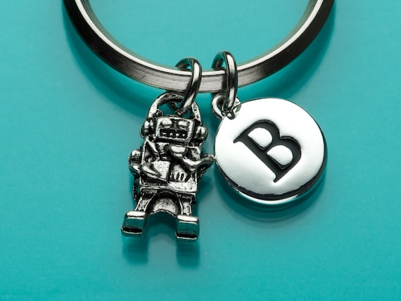 Robot Keychain Robot Key Ring Robotics Initial Keychain - Etsy