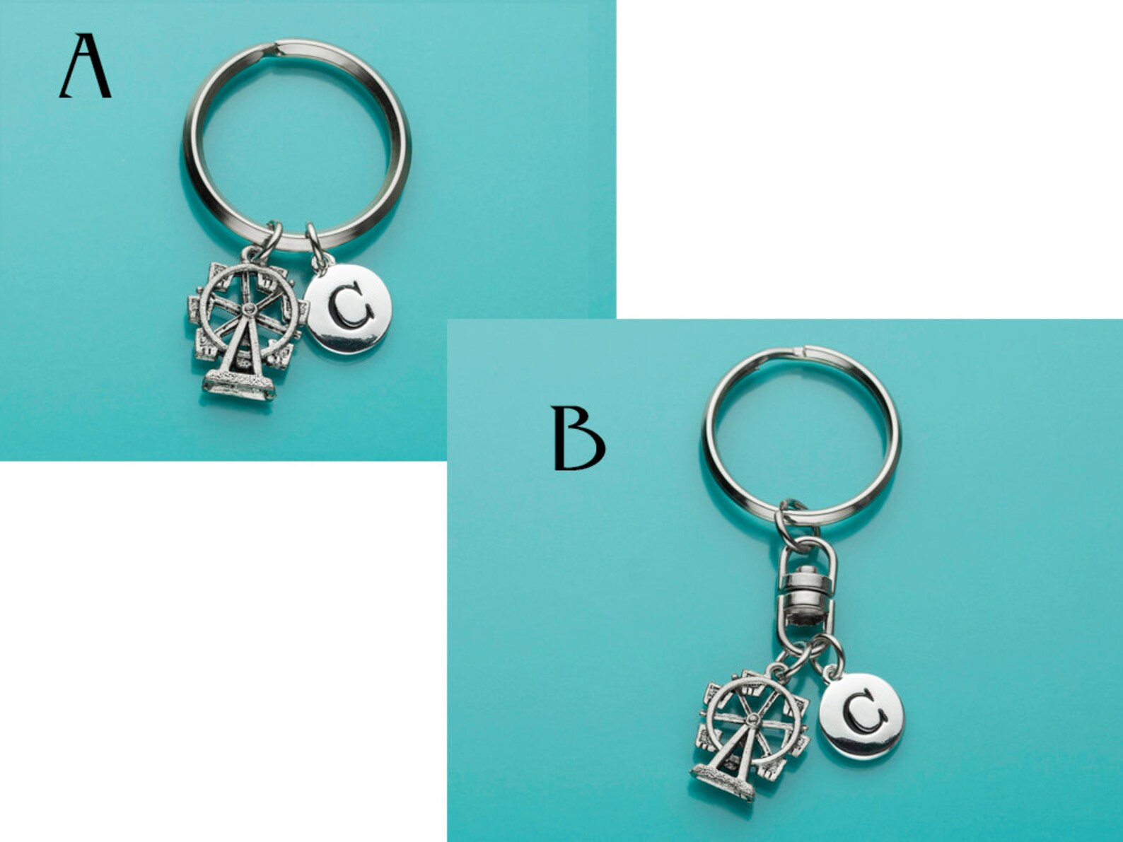 Ferris Wheel Keychain Ferris Wheel Key Ring Initial | Etsy