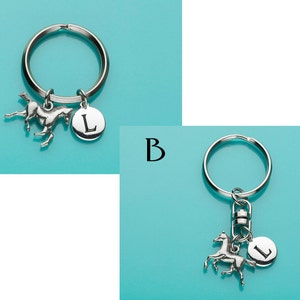 Horse Keychain, Running Horse Key Ring, Equestrian Keychain, Initial ...