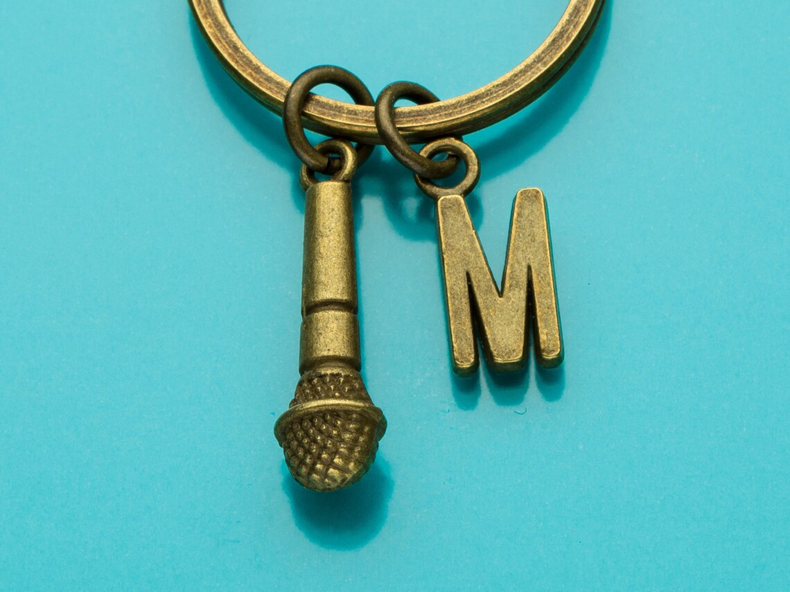 Microphone Keychain Bronze Microphone Key Ring Music - Etsy