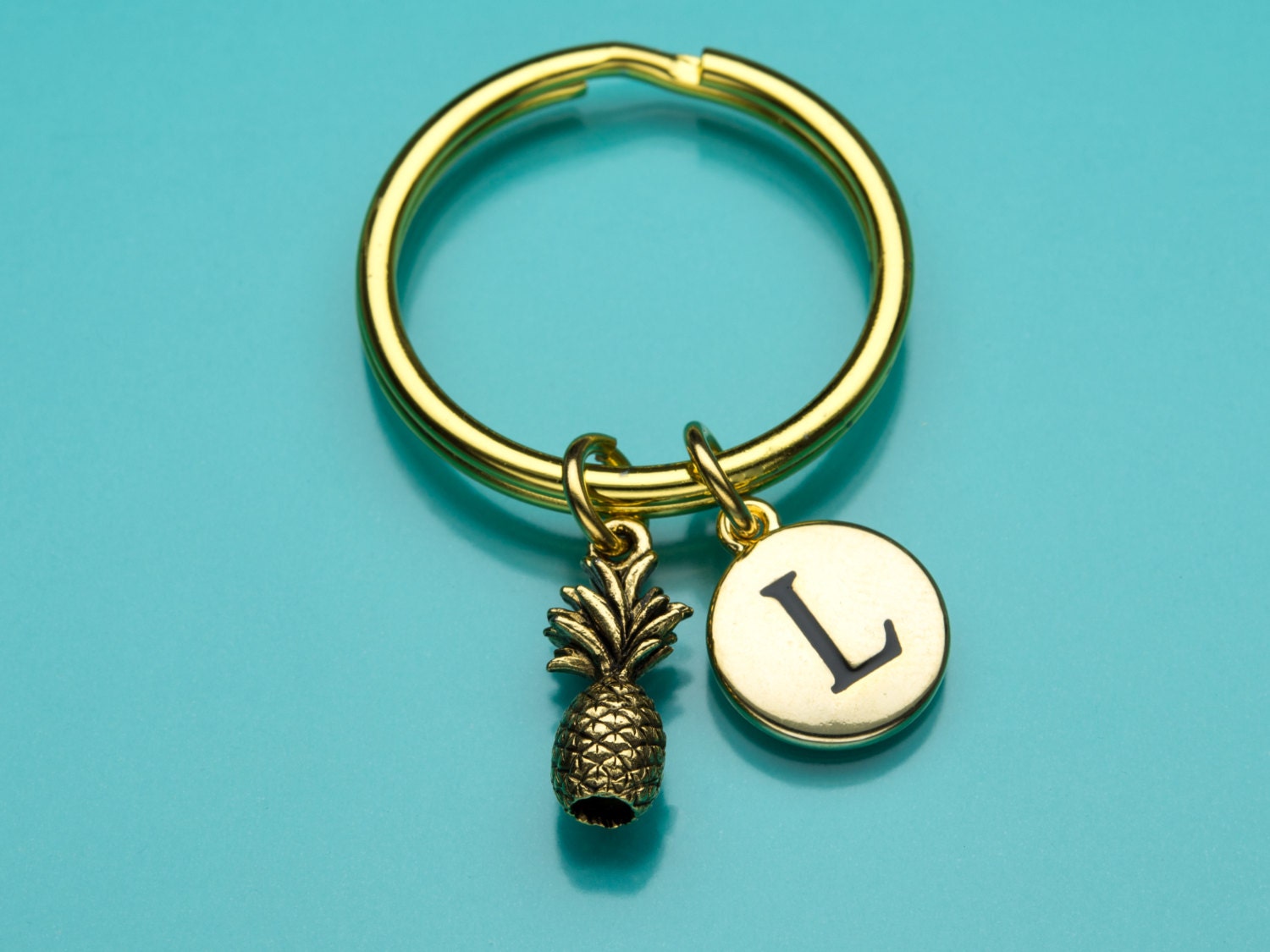 Pineapple Keychain Gold Pineapple Key Ring Food Charm - Etsy