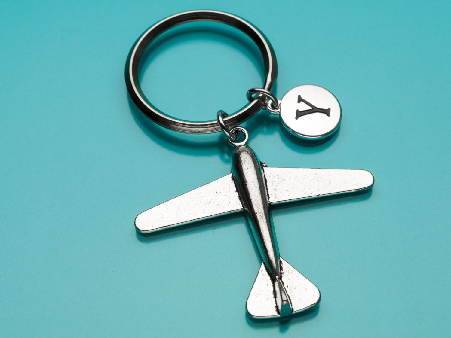 Airplane Keychain Airplane Key Ring Large Plane Initial - Etsy
