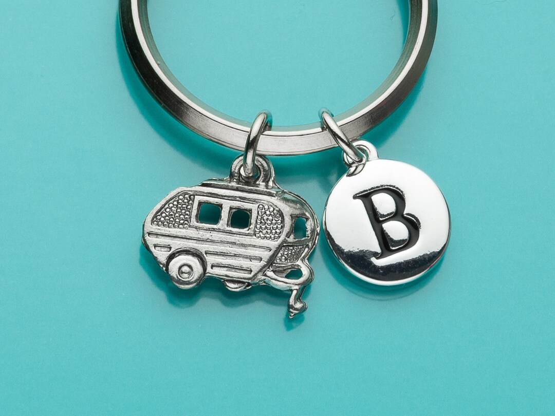 Trailer Keychain, Camper Key Ring, Camper Keychain, Caravan, Initial ...