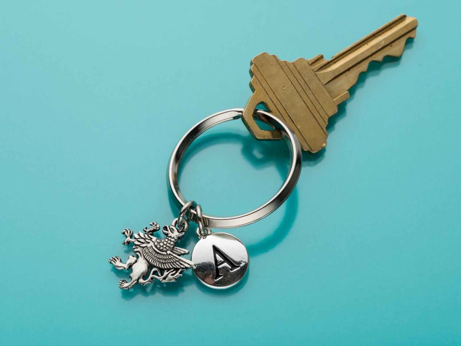 Griffin Keychain Griffin Key Ring Initial Keychain - Etsy