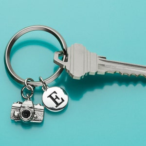 Camera Keychain, Camera Key Ring, Photography Charm, Initial Keychain ...