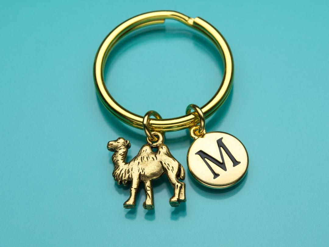 Camel Keychain, Gold Camel Key Ring, Dromedary Keychain, Animal Charm ...