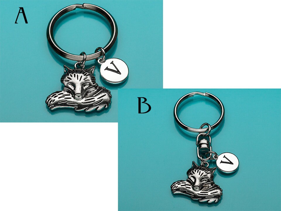Silver Fox Keychain Fox Key Ring Fox Key Chain Animal - Etsy