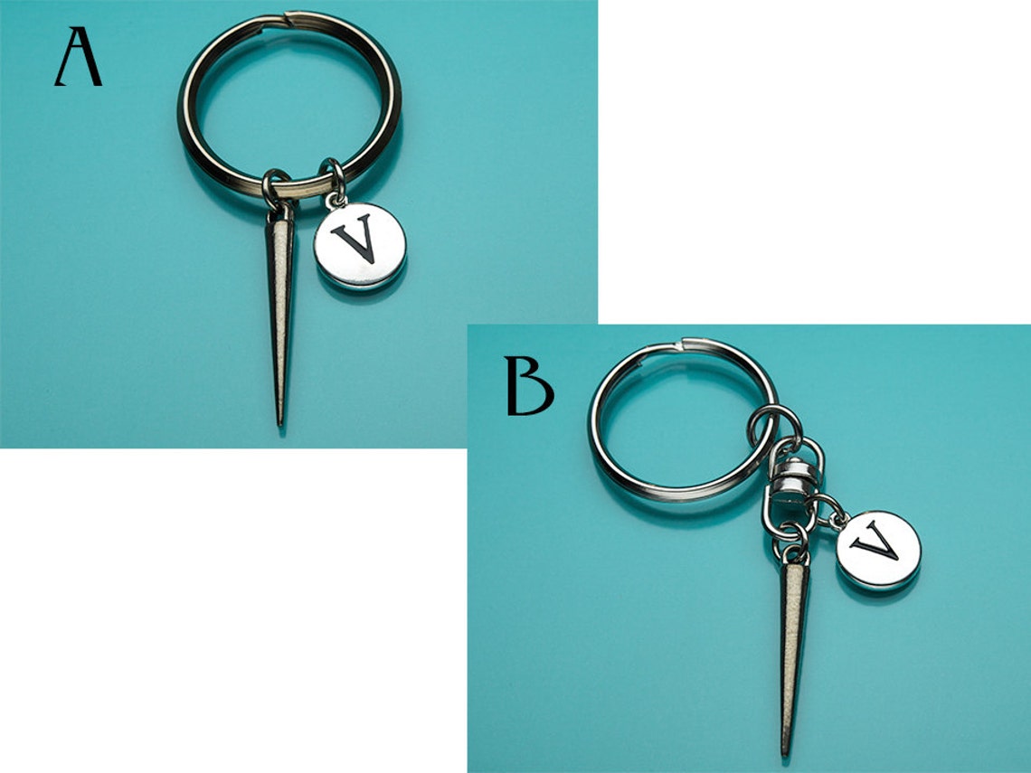 Spike Keychain Spike Key Ring Goth Initial Keychain - Etsy