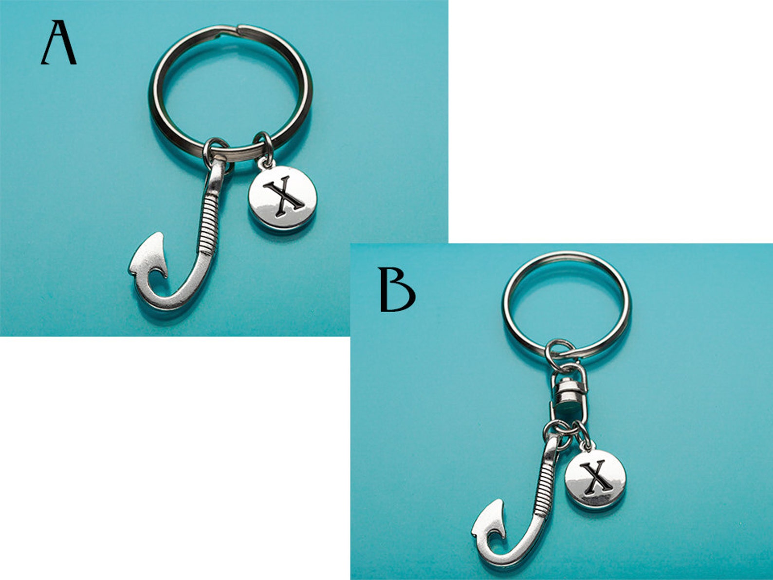 Fishing Keychain Fishing Hook Key Ring Fisherman's - Etsy