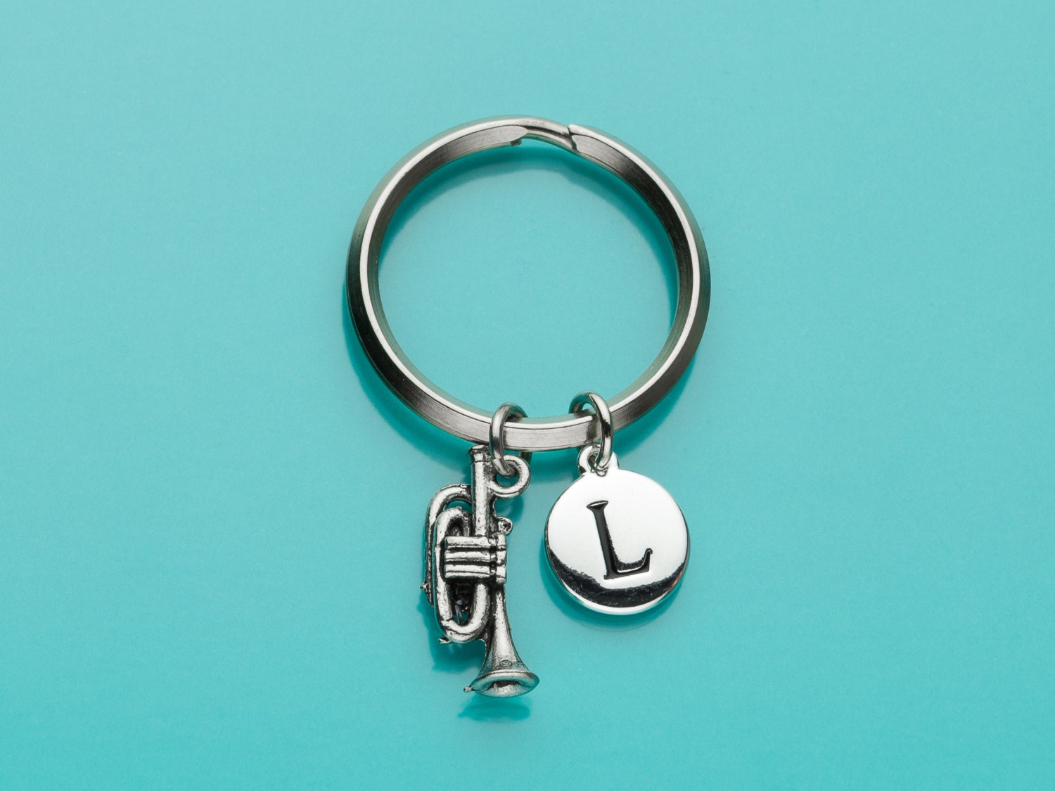 Trumpet Keychain Trumpet Key Ring Musician Keyring Initial - Etsy