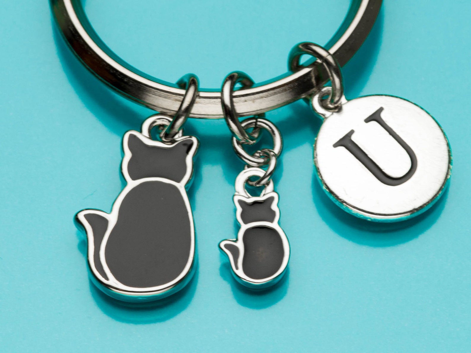 Black Cats Keychain Two Cat Key Ring Black Enamel Cat Backs - Etsy