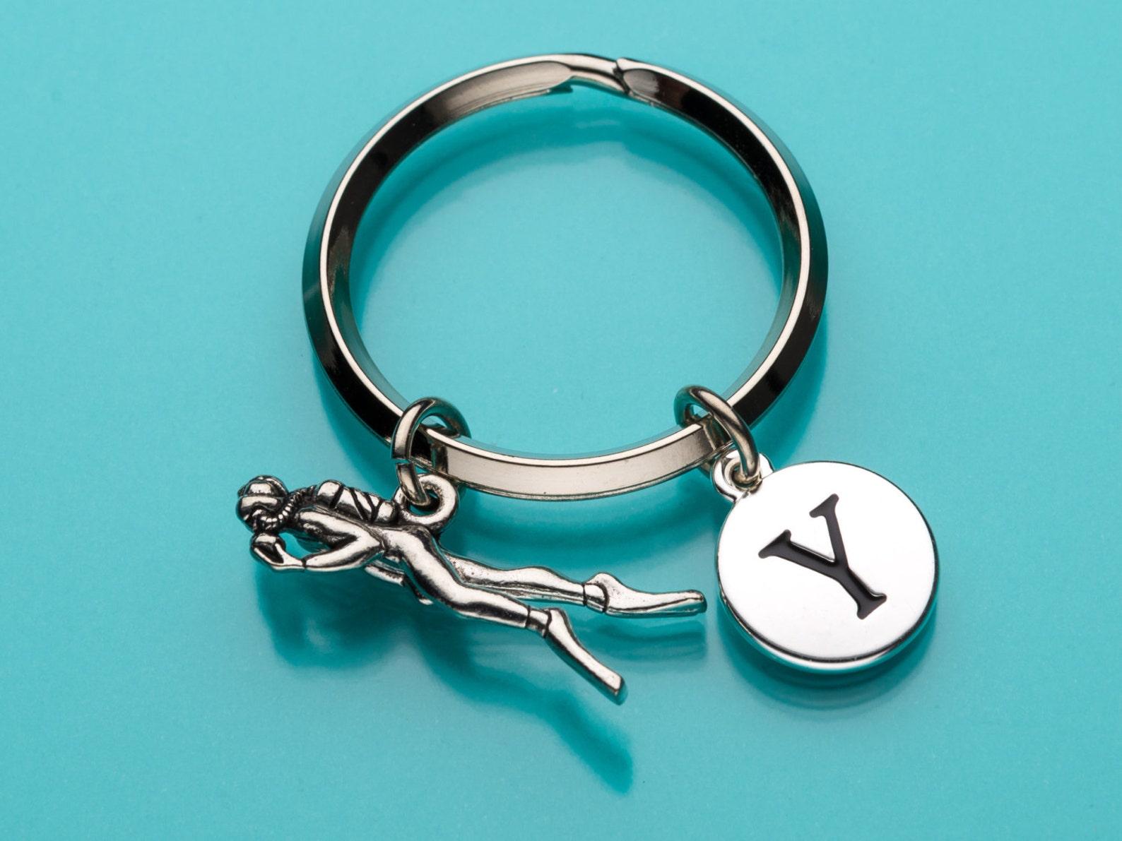 Scuba Diving Keychain Scuba Key Ring Sports Initial - Etsy