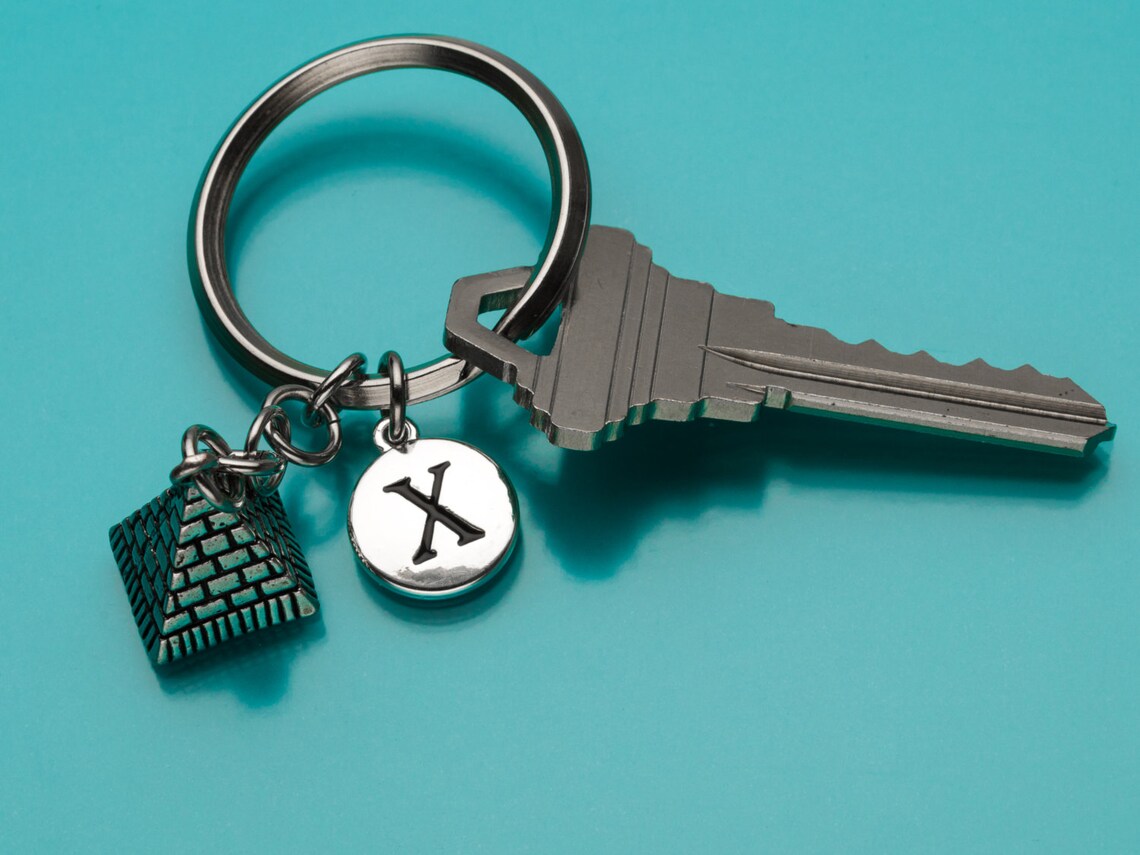Pyramid Keychain Egyptian Pyramid Key Ring Initial Keychain | Etsy