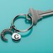 Crescent Moon, Crescent Moon Key Ring, Initial Keychain, Personalized ...
