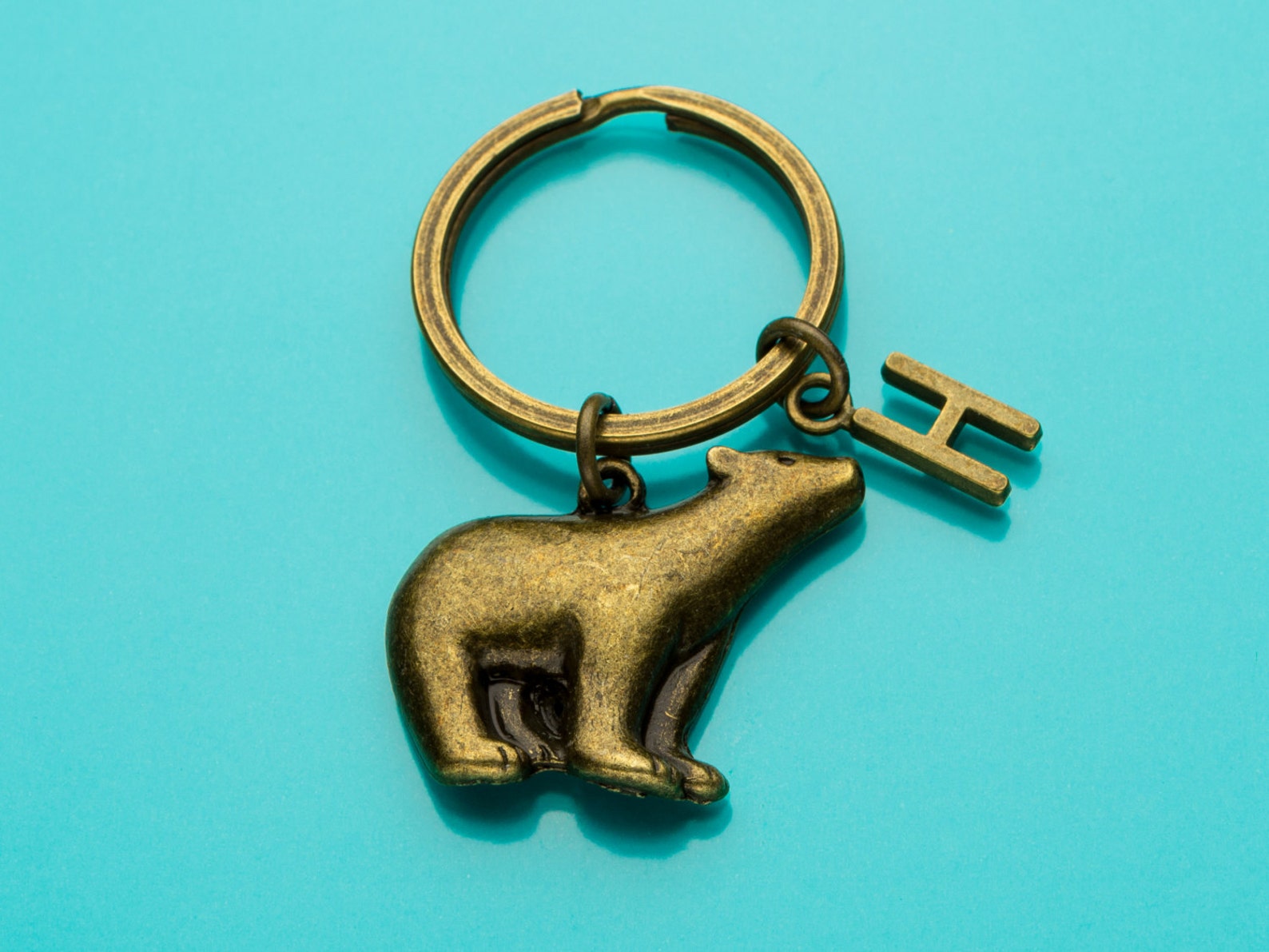Polar Bear Keychain Bronze Polar Bear Key Ring Animal Charm - Etsy