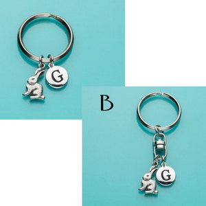 Bunny Keychain, Bunny Rabbit Key Ring, Initial Keychain, Personalized ...
