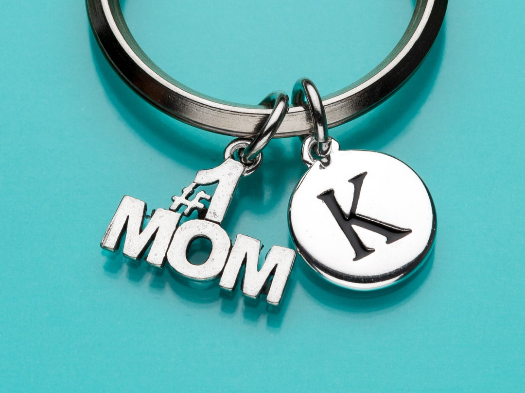 Mom Keychain, Number One Mom Key Ring, Best Mom Keychain, Initial ...