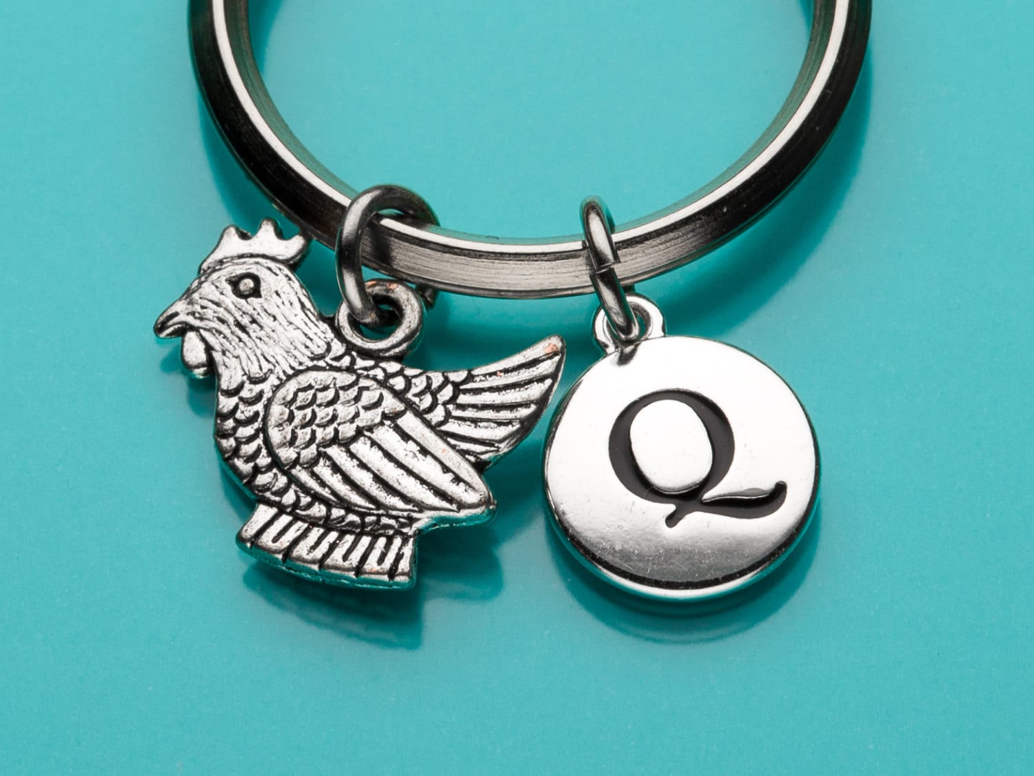 Chicken Keychain Chicken Key Ring Hen Charm Bird Charm | Etsy