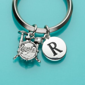 Drum Set Keychain, Drum Set Key Ring, Musician Keyring, Initial ...