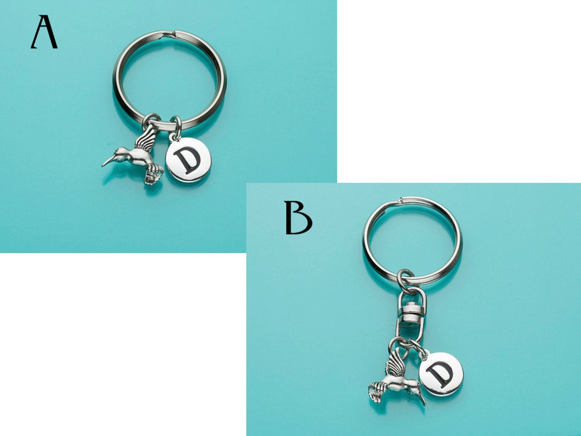 Hummingbird Keychain, Hummingbird Key Ring, Bird Keyring, Initial ...