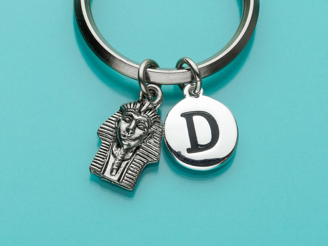 King Tut Keychain, King Tut Key Ring, Initial Keychain, Personalized ...
