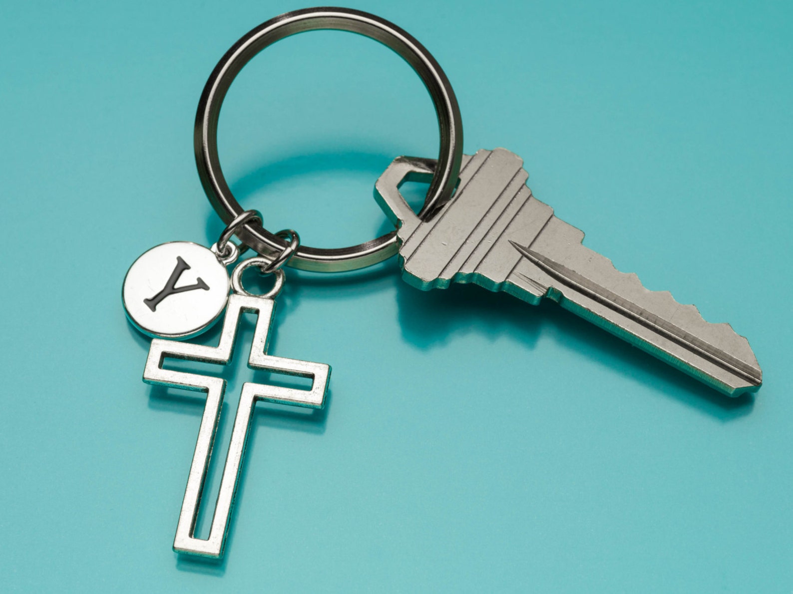 Cross Keychain Outline Cross Key Ring Religious Symbol - Etsy